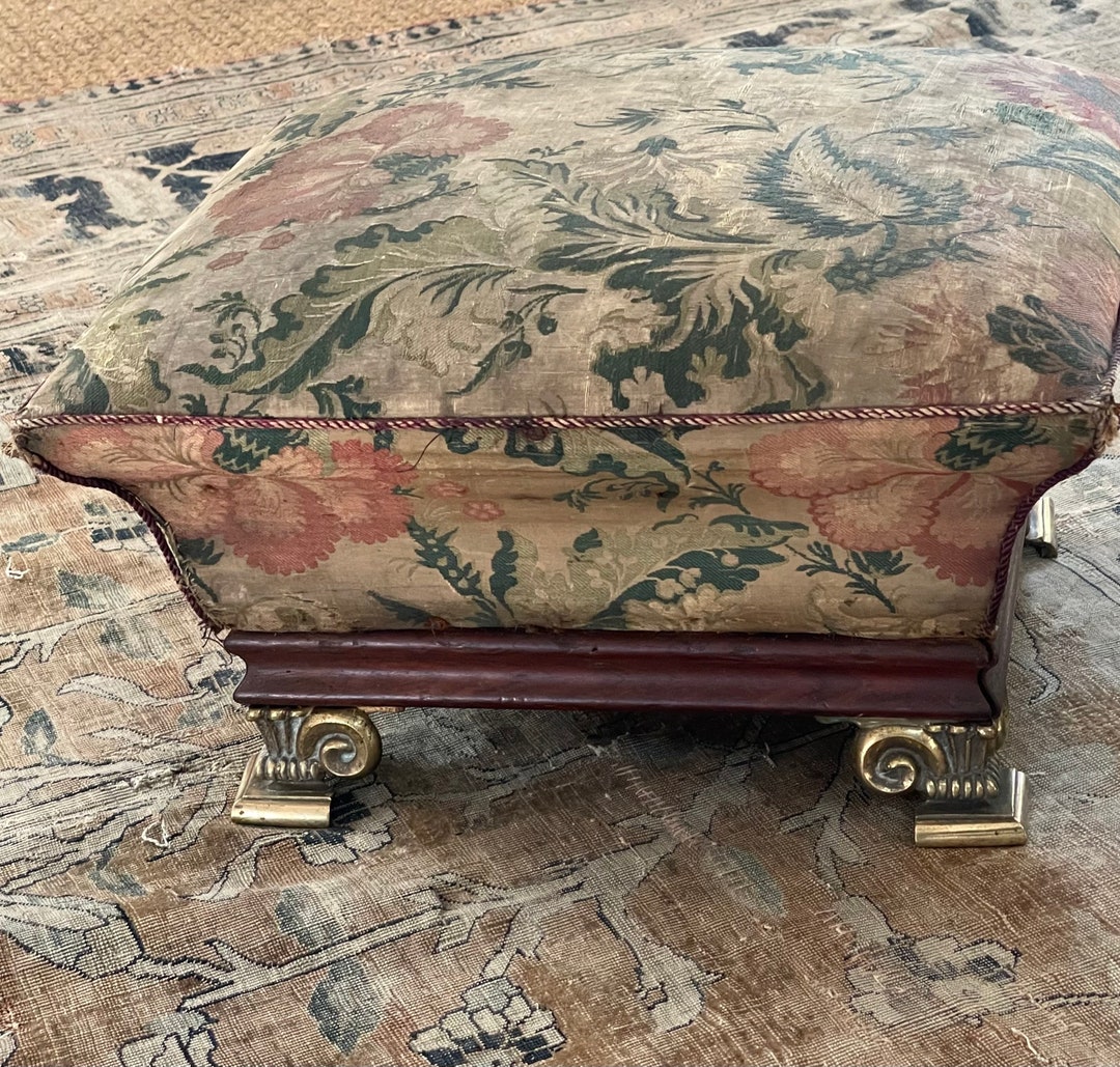 Rare Antique Georgian Silk Brocade Footstool 18th Century Vintage ...