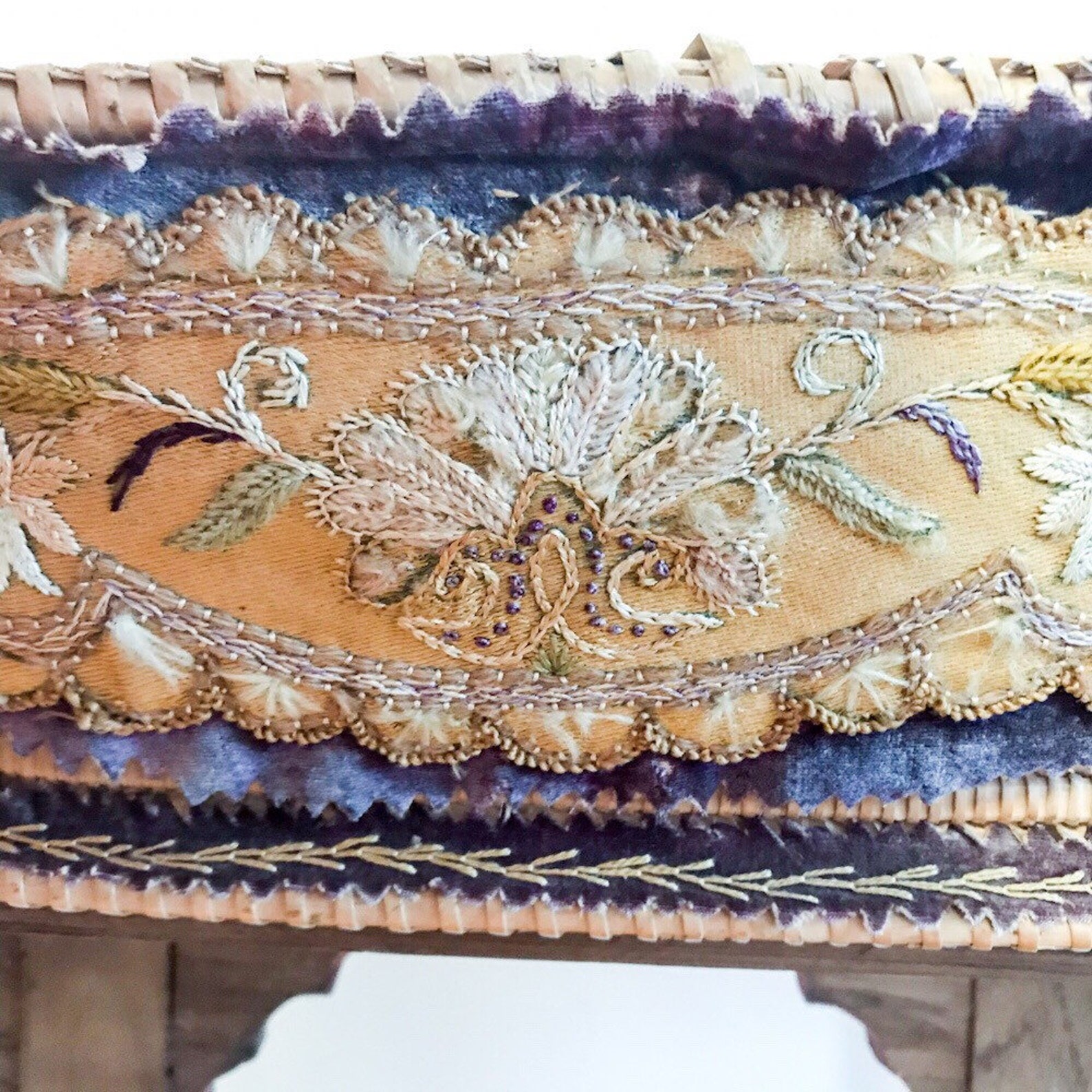 Antique Basket Regency Embroidered Basket 1820 Collectible Homeware ...