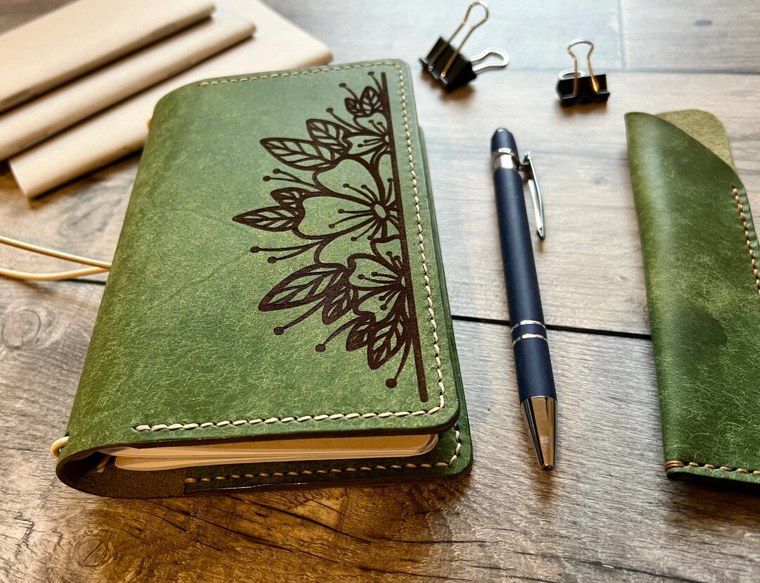 Bloom Leather Travelers Notebook Cover Notebook Cover Leather Cover ...
