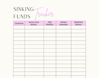 Printable Sinking Funds Tracker Template Instant Download Digital - Etsy