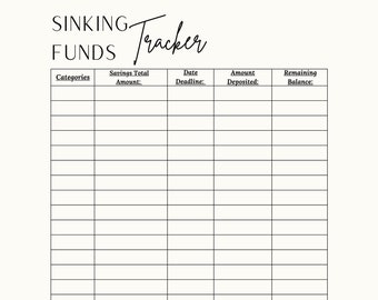 Printable Sinking Funds Tracker Template Instant Download Digital - Etsy