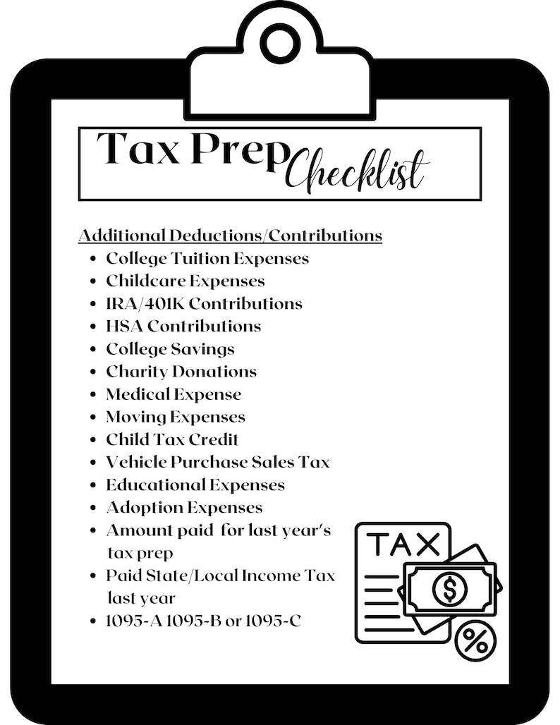 Tax Prep Checklist - Etsy