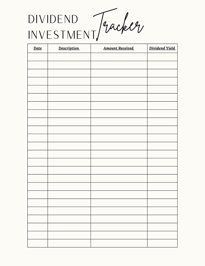 Dividend Investment Tracker - Etsy