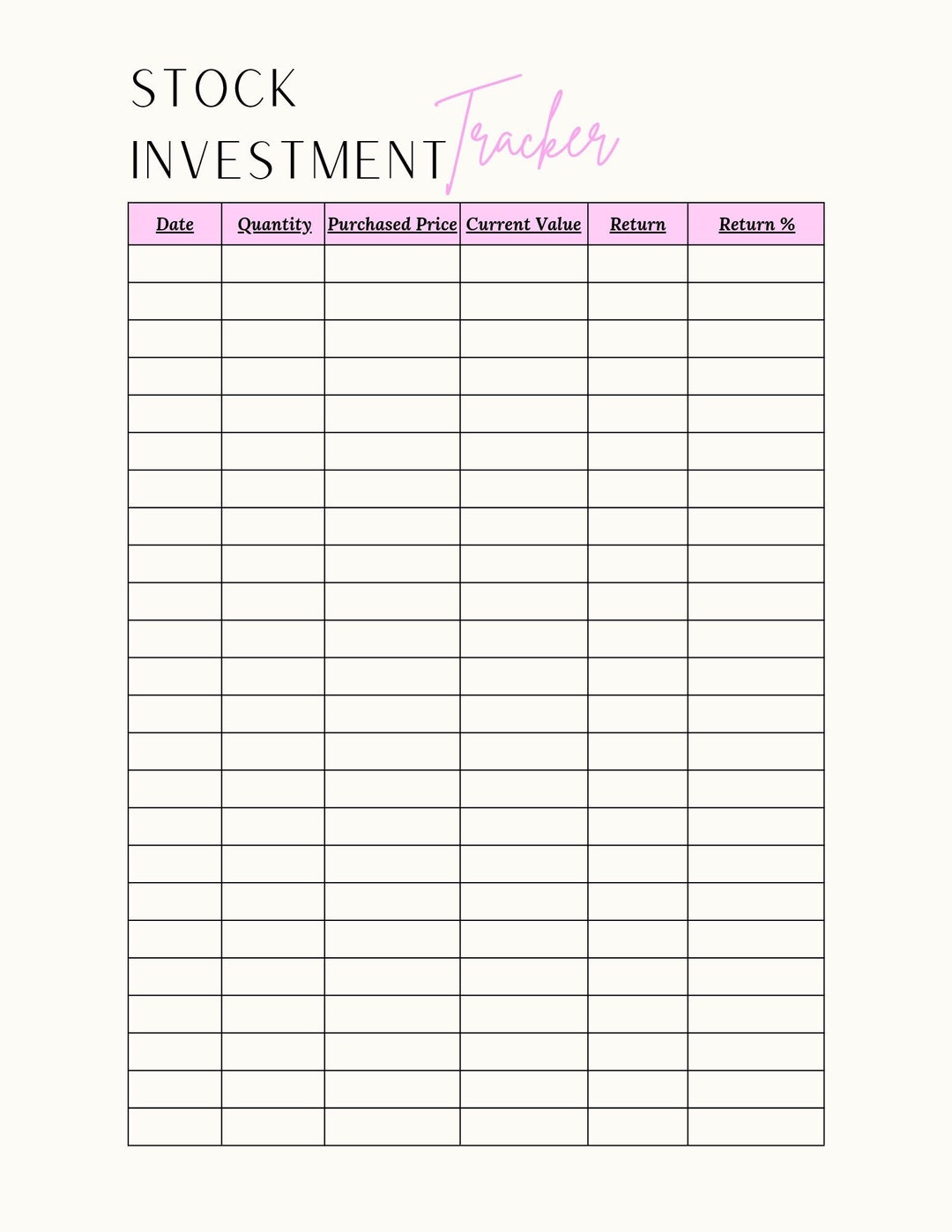 Stock Investment Tracker - Etsy