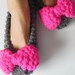 Gray Slippers Pink Green Orange Yellow Bow Slippers - Etsy