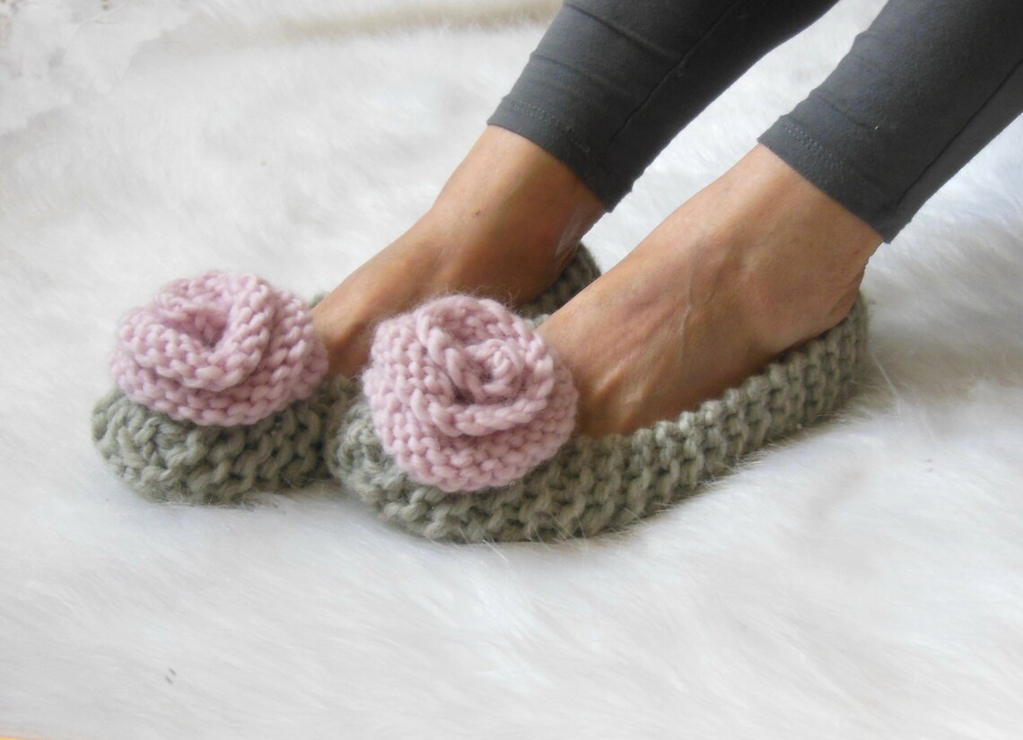 Gray Slippers Women's NON-SLIP Slippers Warm Chunky - Etsy Canada
