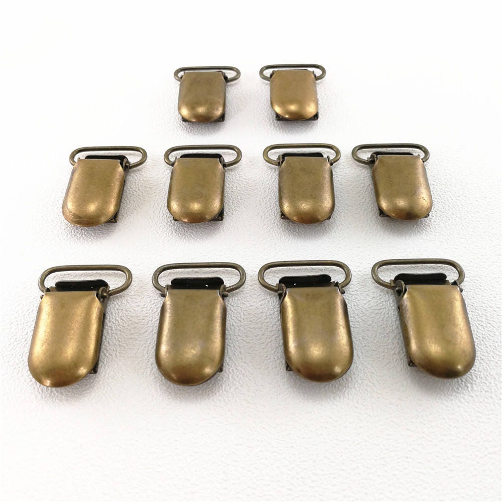 25-100pcs Bronze Metal Pacifier Clips 1 2.5 Cm 3/4 20m Suspender Clips ...