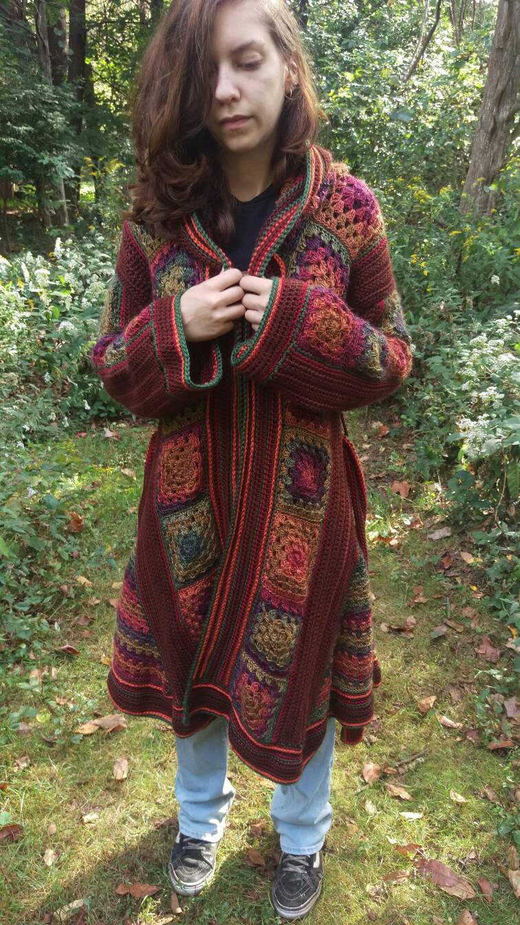 Crocheted Hooded Granny Coat Etsy