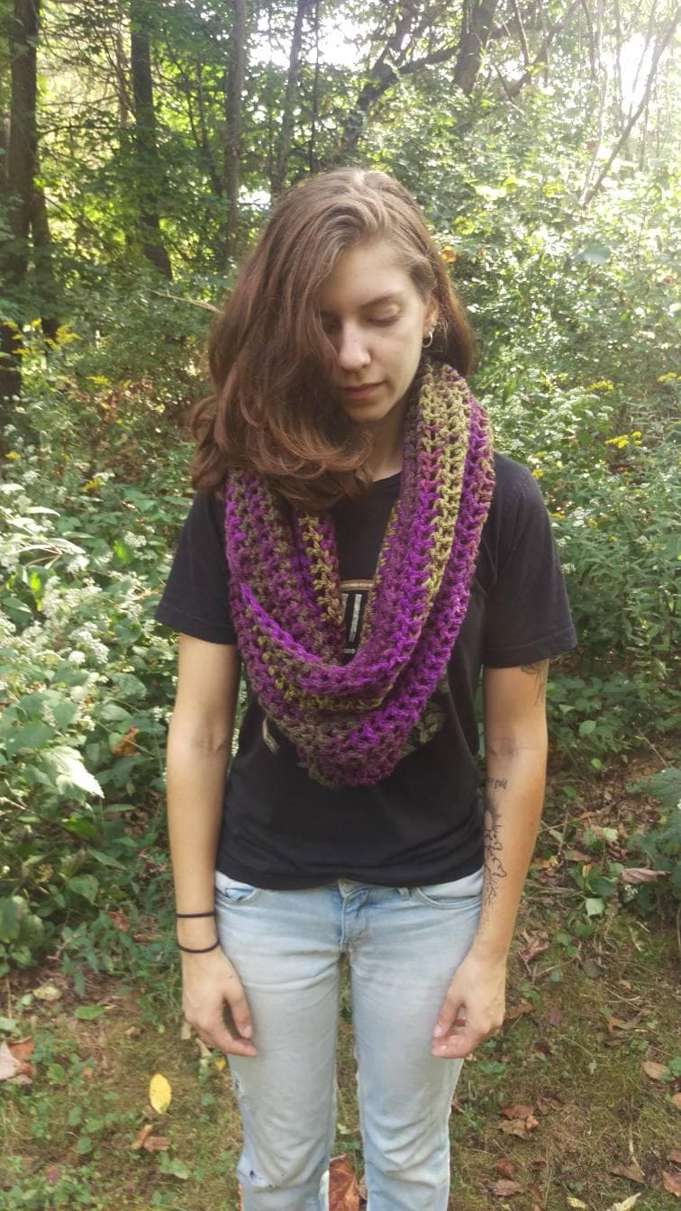 Crocheted Mobius Shawl in Greens and Purples - Etsy