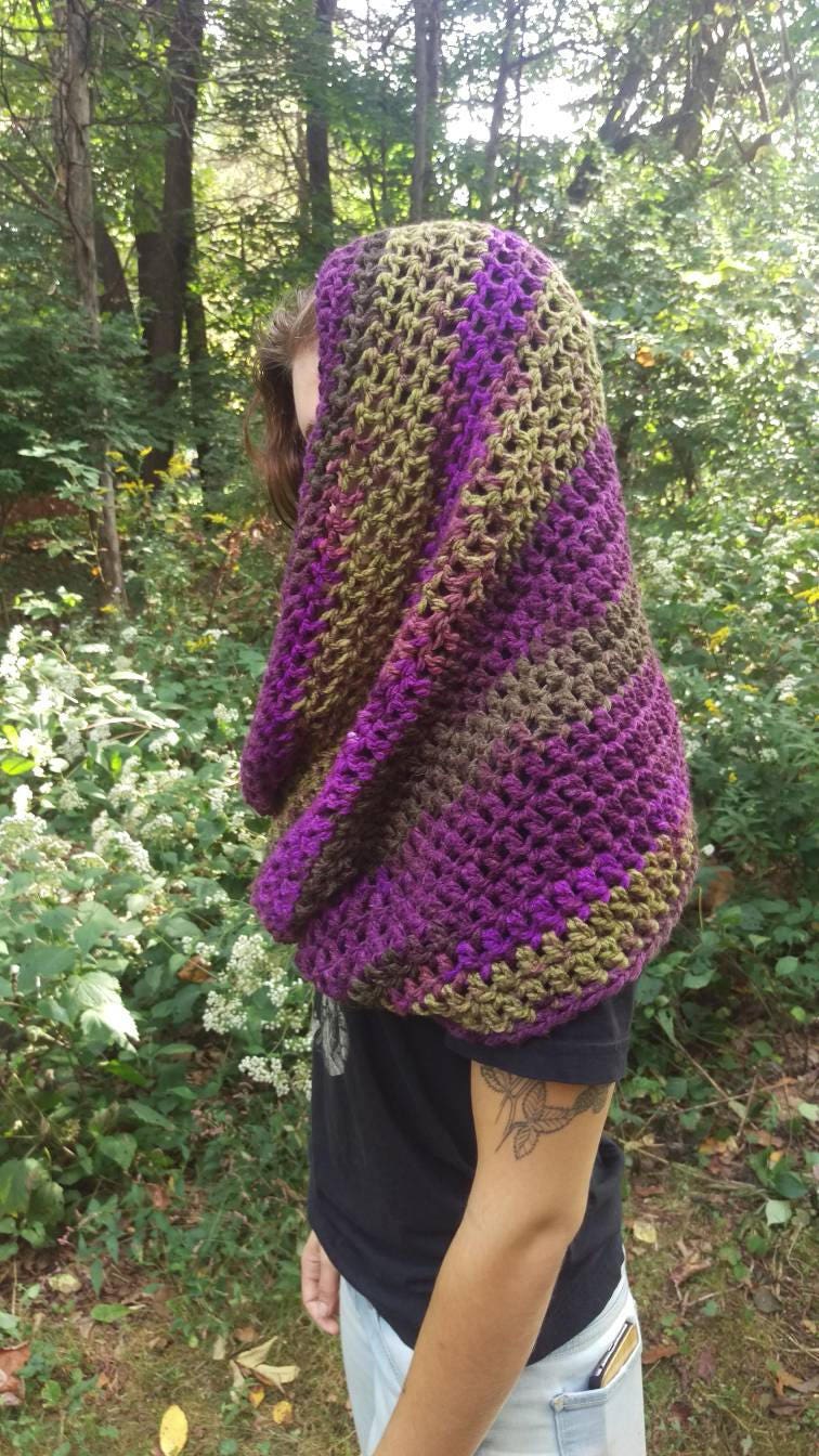 Crocheted Mobius Shawl in Greens and Purples - Etsy