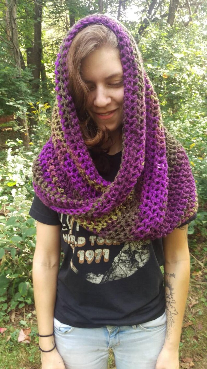 Crocheted Mobius Shawl in Greens and Purples - Etsy