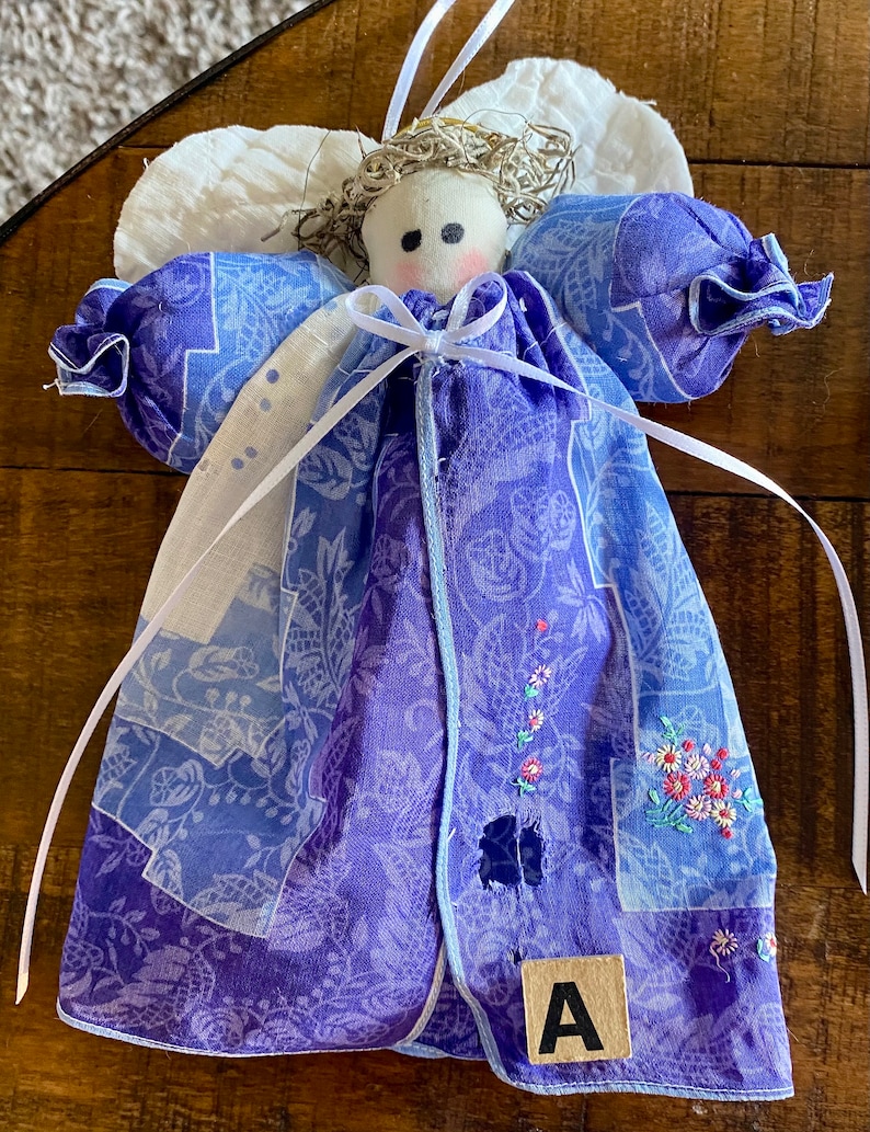 Angel Antique Handkerchief W/ Quilt Wings - Etsy