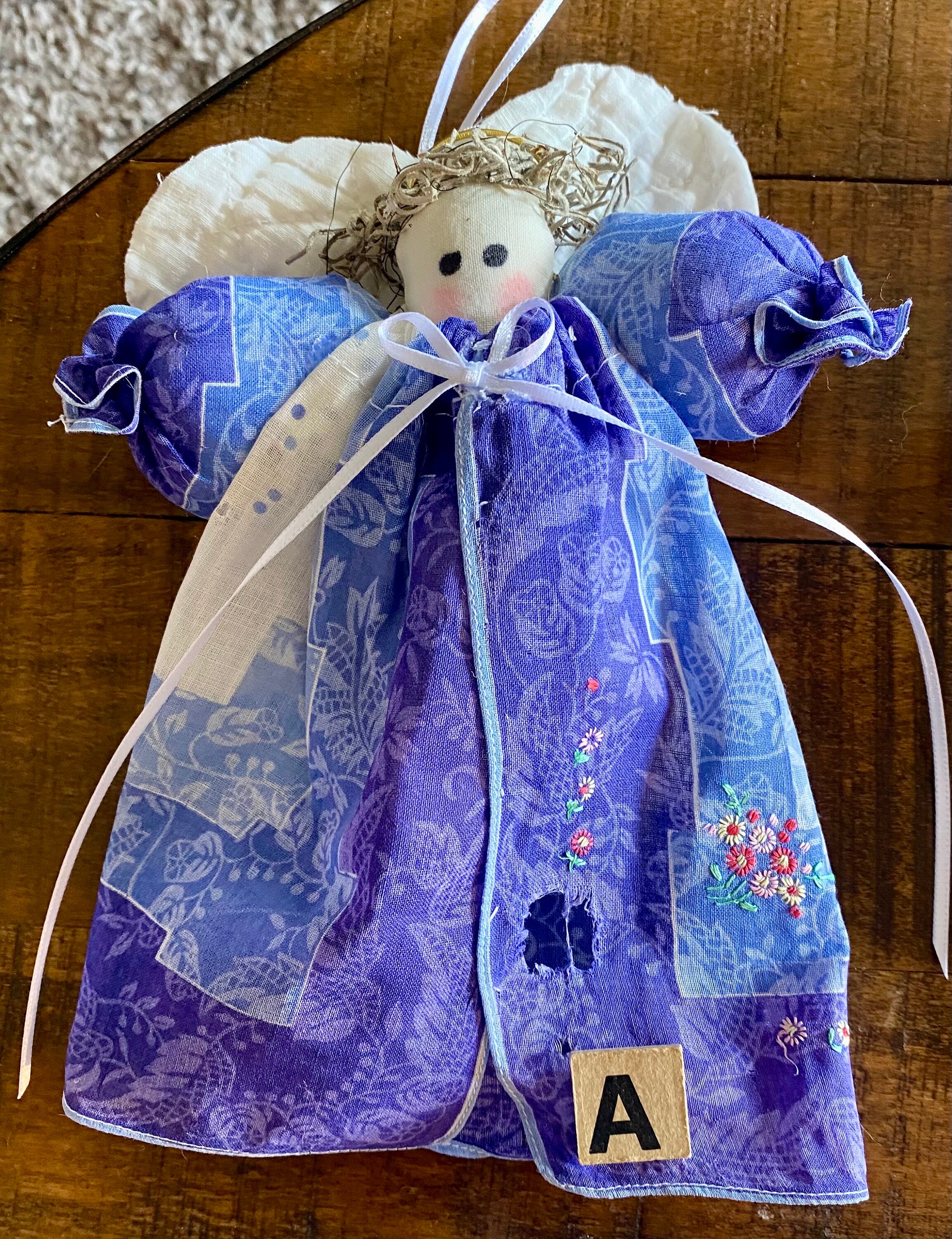 Angel Antique Handkerchief W/ Quilt Wings - Etsy