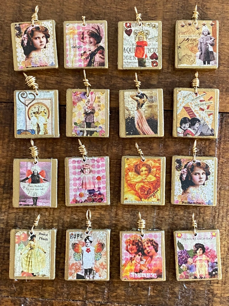 16 Scrabble Tile ATC Charms... Finished Drilled and Wire - Etsy