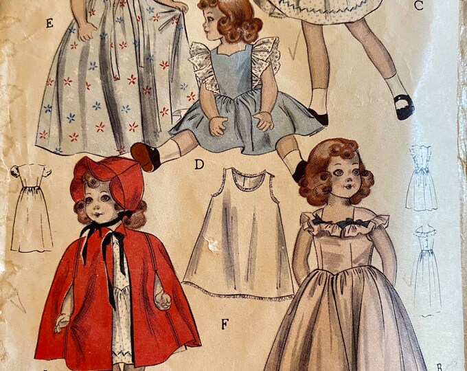 Complete Butterick Pattern 6349 Dolls Cape, Dresses, Housecoat ...