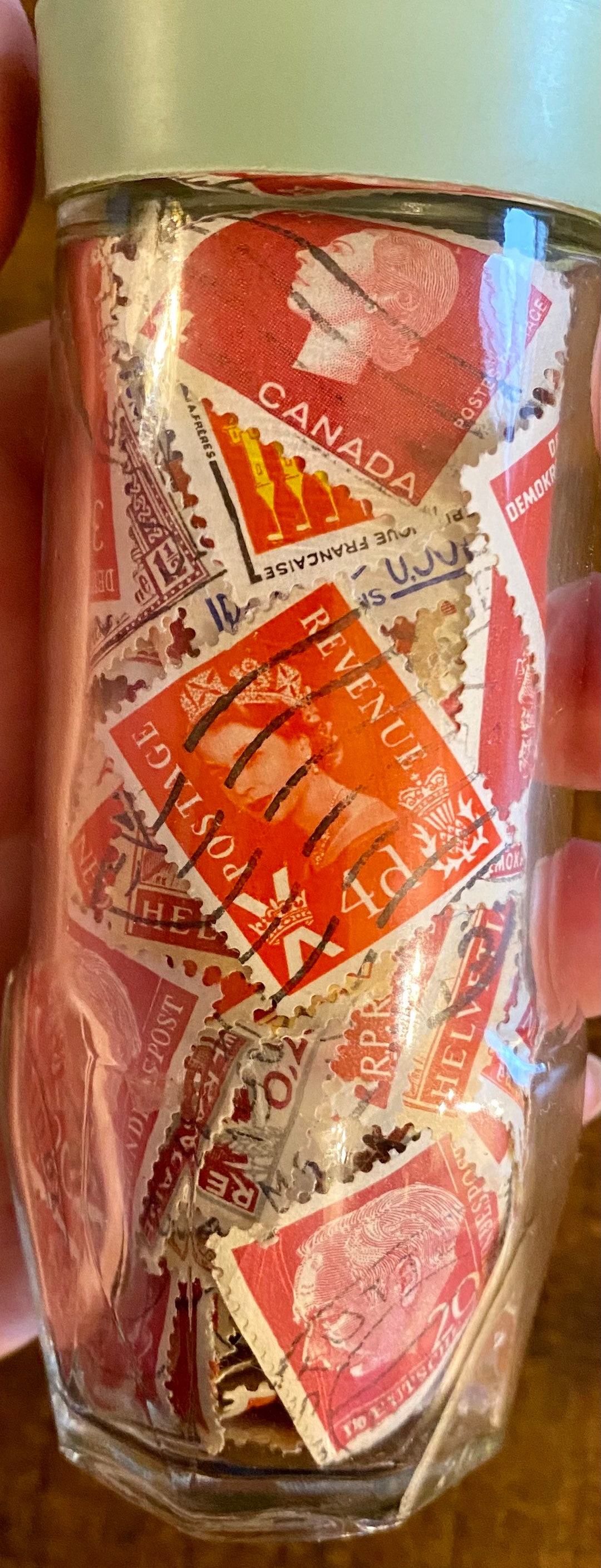Orange Postage Stamps Stuffed in a Spice Jar. - Etsy