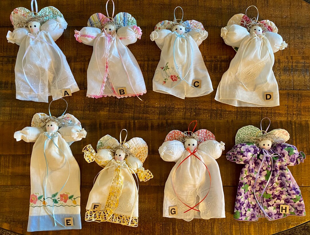 Angel Antique Handkerchief W/ Quilt Wings Claire - Etsy