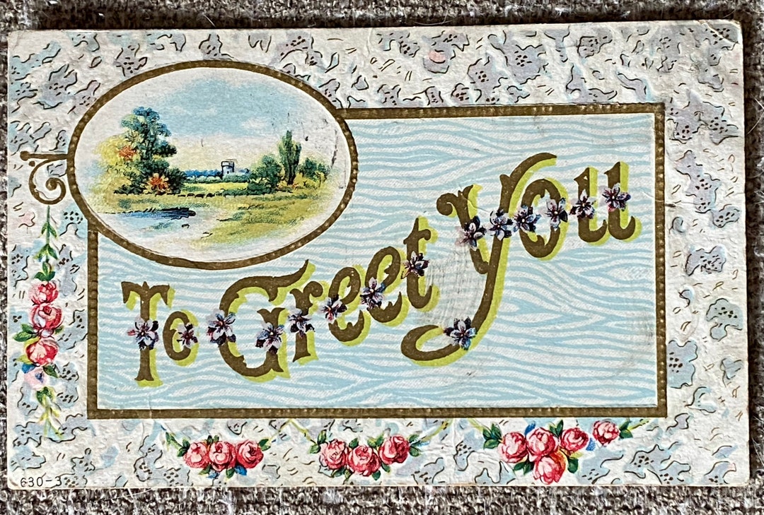 Antique Postcard 1911 to Greet You Roses and Violets - Etsy
