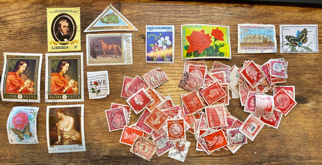 144 Collector Stamps. Red Postage Stamps. - Etsy