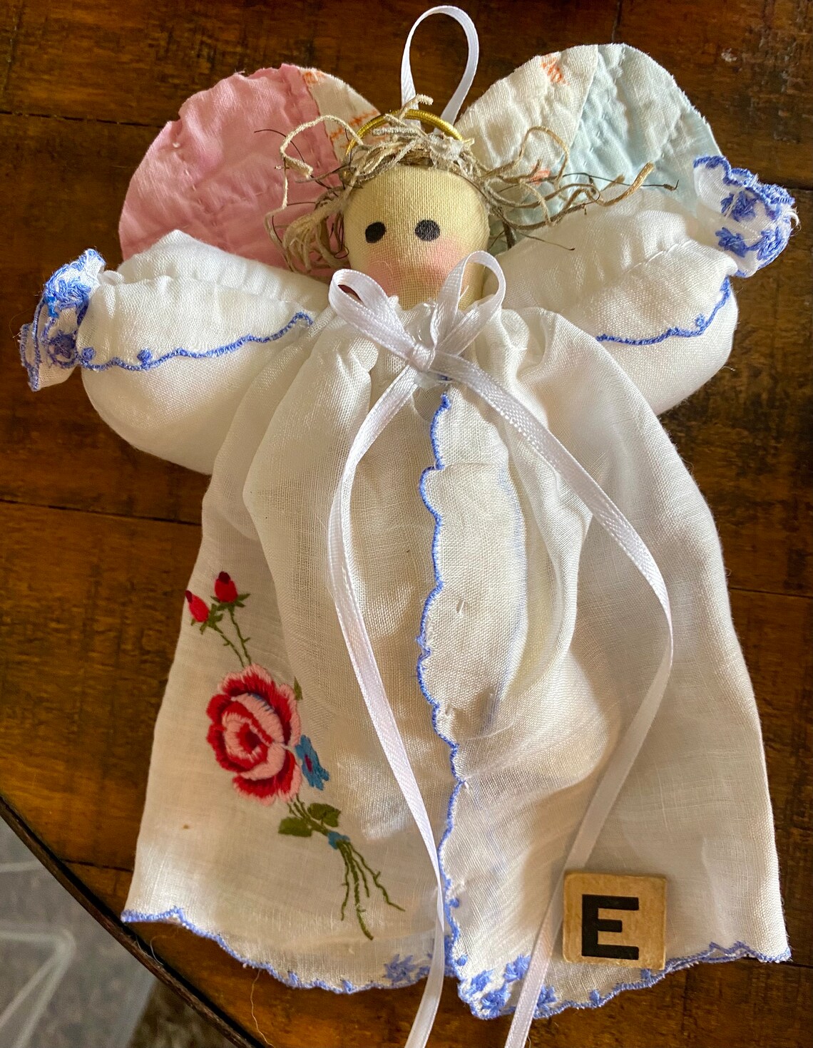 Angel Antique Handkerchief W/ Quilt Wings - Etsy
