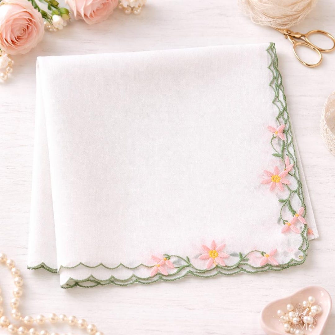 Beautiful Vintage Pink Floral Cotton Handkerchief - Etsy