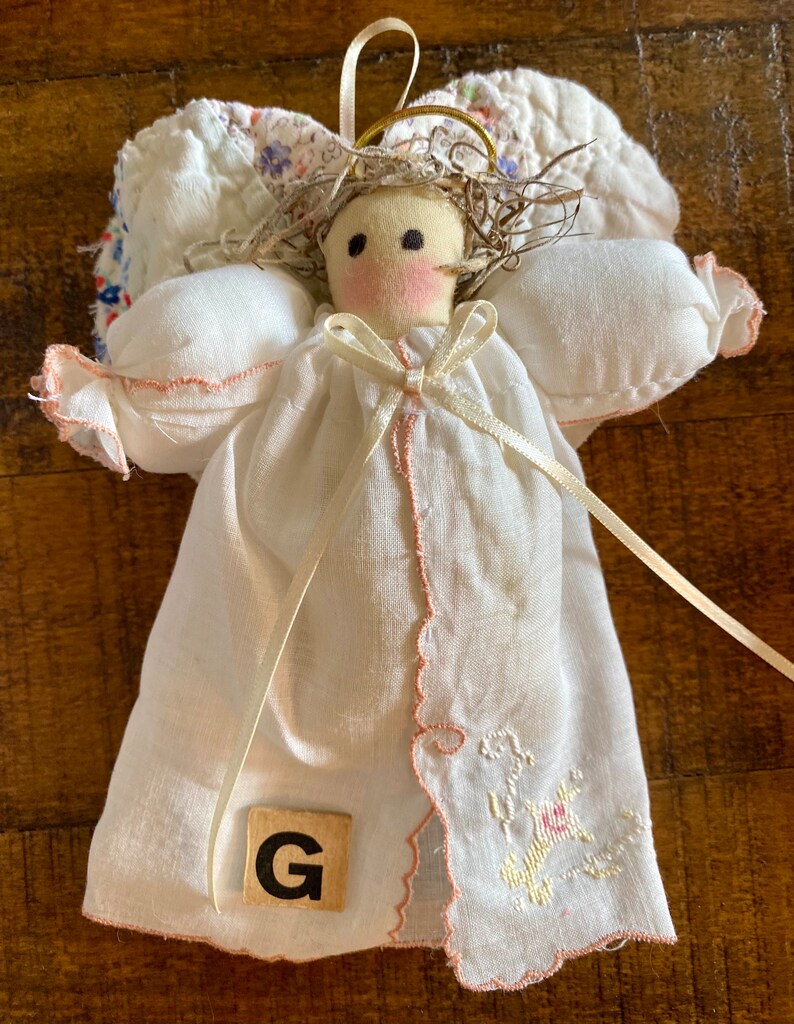Angel Antique Handkerchief W/ Quilt Wings - Etsy