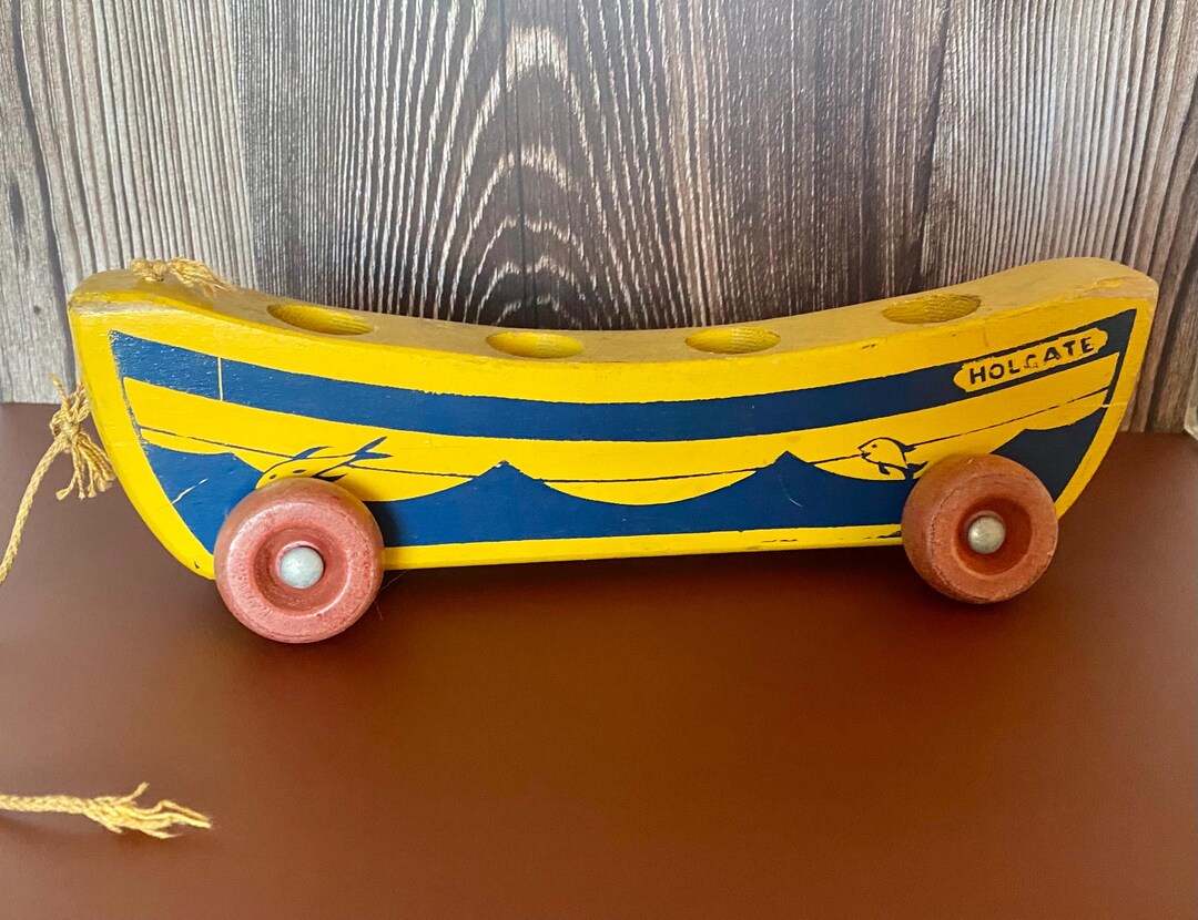 Vintage Antique Pull Toy 1950's Holgate Wooden Boat - Etsy