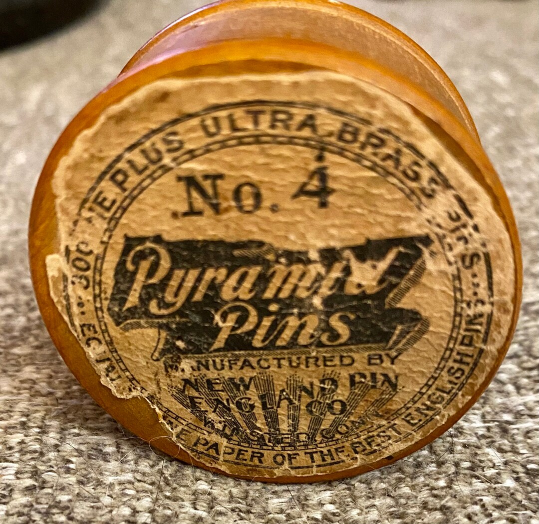 1900s Pyramid Pins Brass Straight Pin Wooden Holder - Etsy
