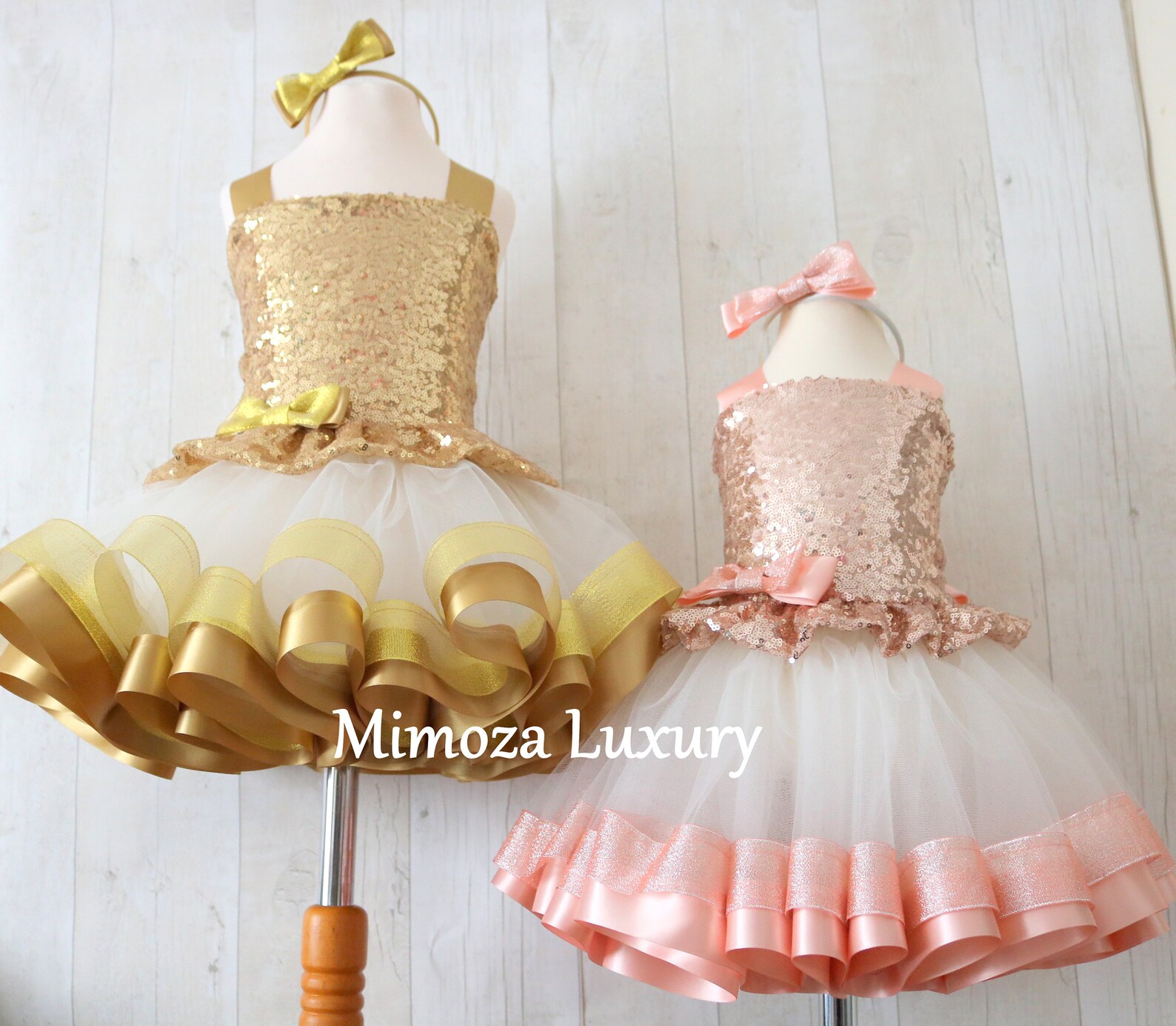 Luxury Gold Birthday Outfit, Gold Girls Birthday Dress, Gold Baby Girl ...