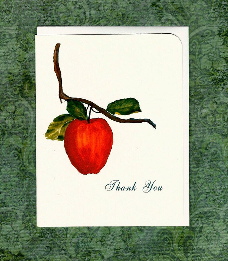 Thank a Teacher Apple Art Red Apple Thank You Apple Card Red Apple Set ...