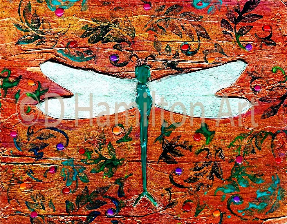 Digital Download Dragonfly Art Print, Dragonfly Mixed Media Art Print ...