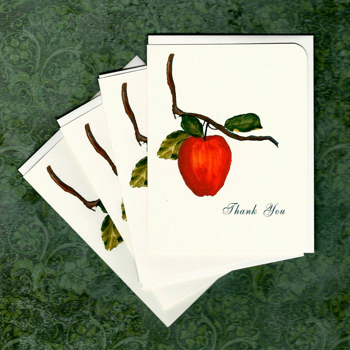 Thank a Teacher Apple Art Red Apple Thank You Apple Card Red Apple Set ...