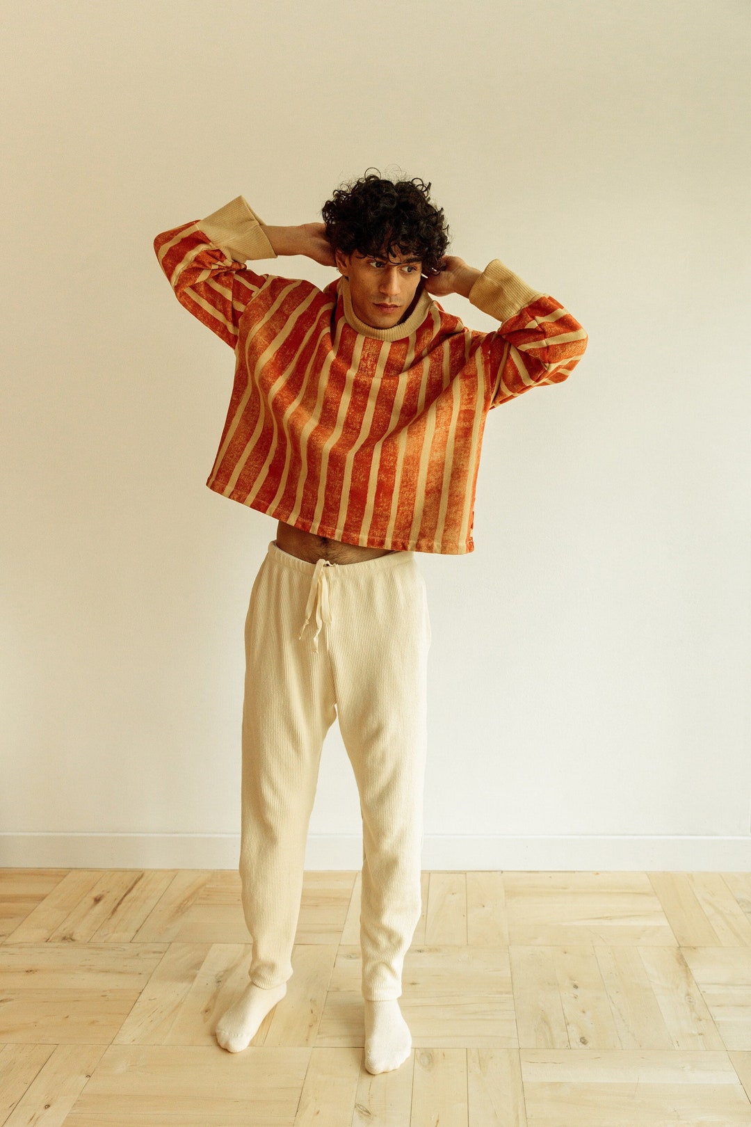 Red Stripe Sweatshirt, Organic Cotton and Hemp, Oversized Crewneck ...