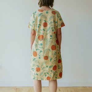Organic Oranges Dress, Button Front Dress, Citrus Print Hemp Linen ...