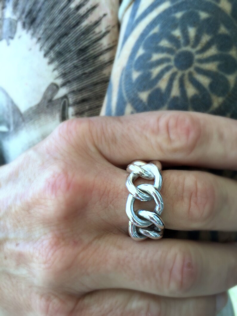 Chain Ring 925 Sterling Silver Mens Ring Men's Big Ring | Etsy