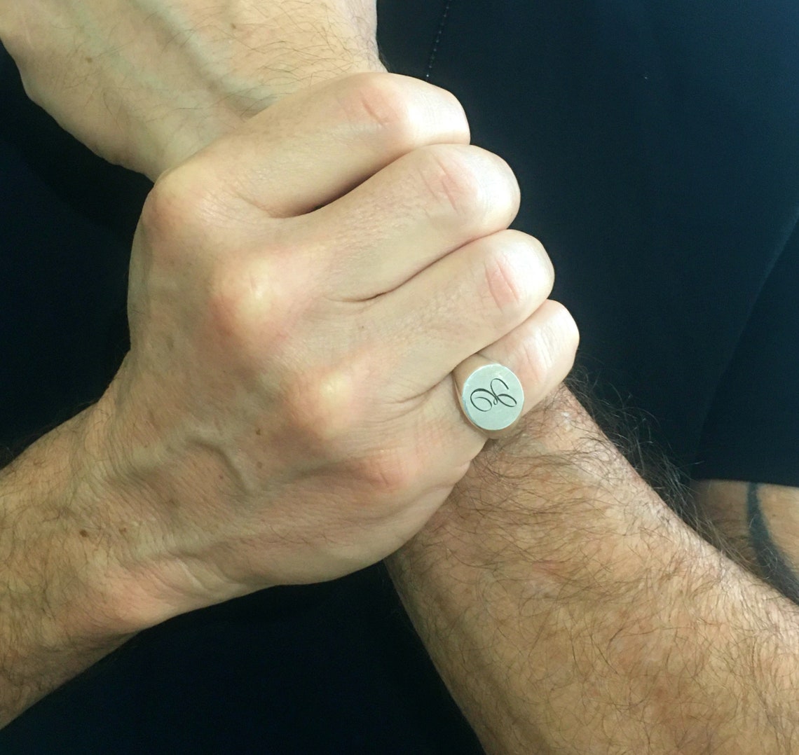 Custom Letter Signet Round Signet Ring Signet Ring - Etsy