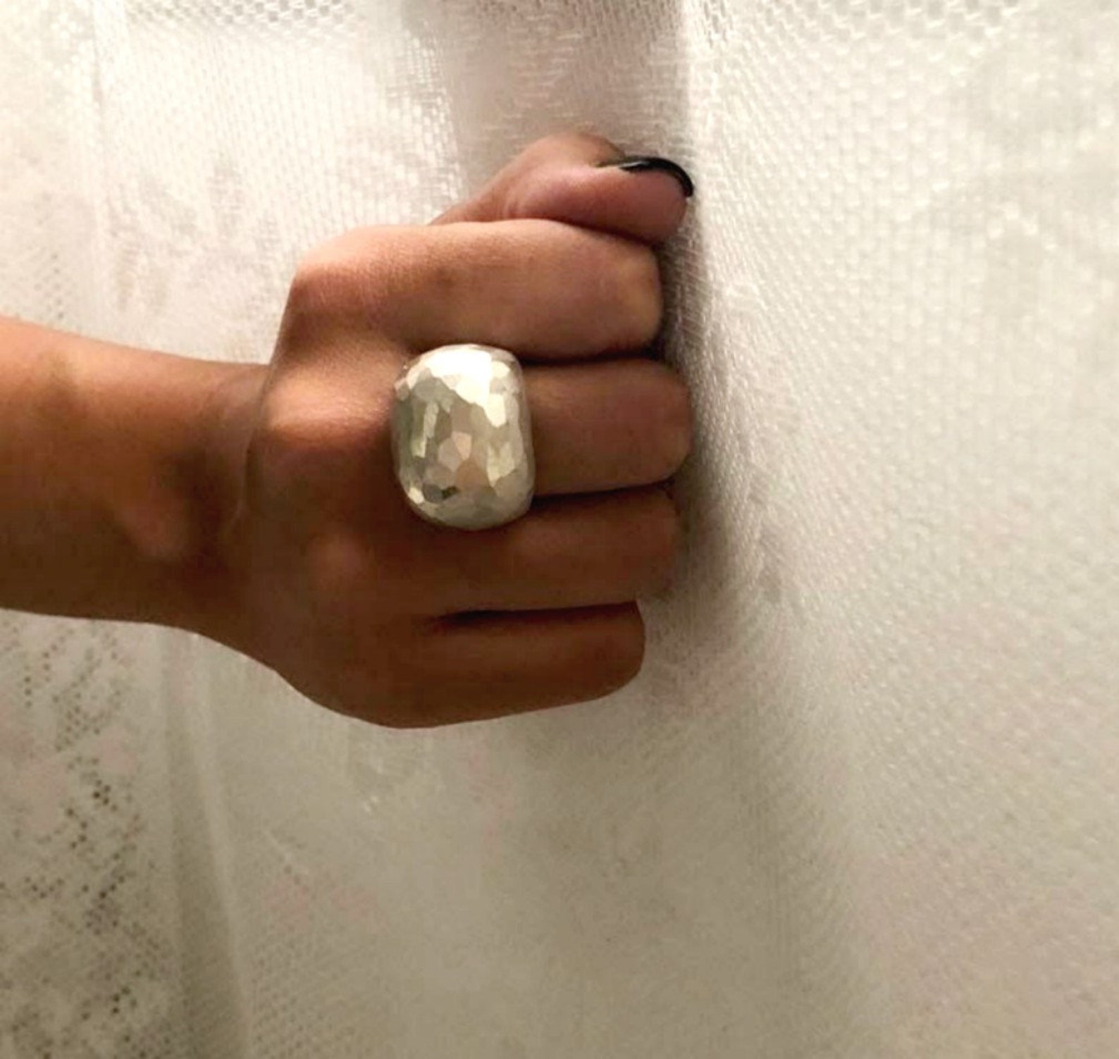 Big Statement Silver Ring for Women Cocktail Ring Solid | Etsy