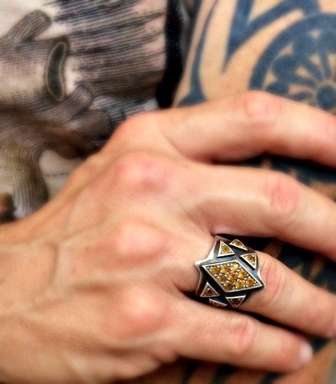 Men's Rings Men Silver Ring Wide Men Ring. Citrine Ring - Etsy Israel