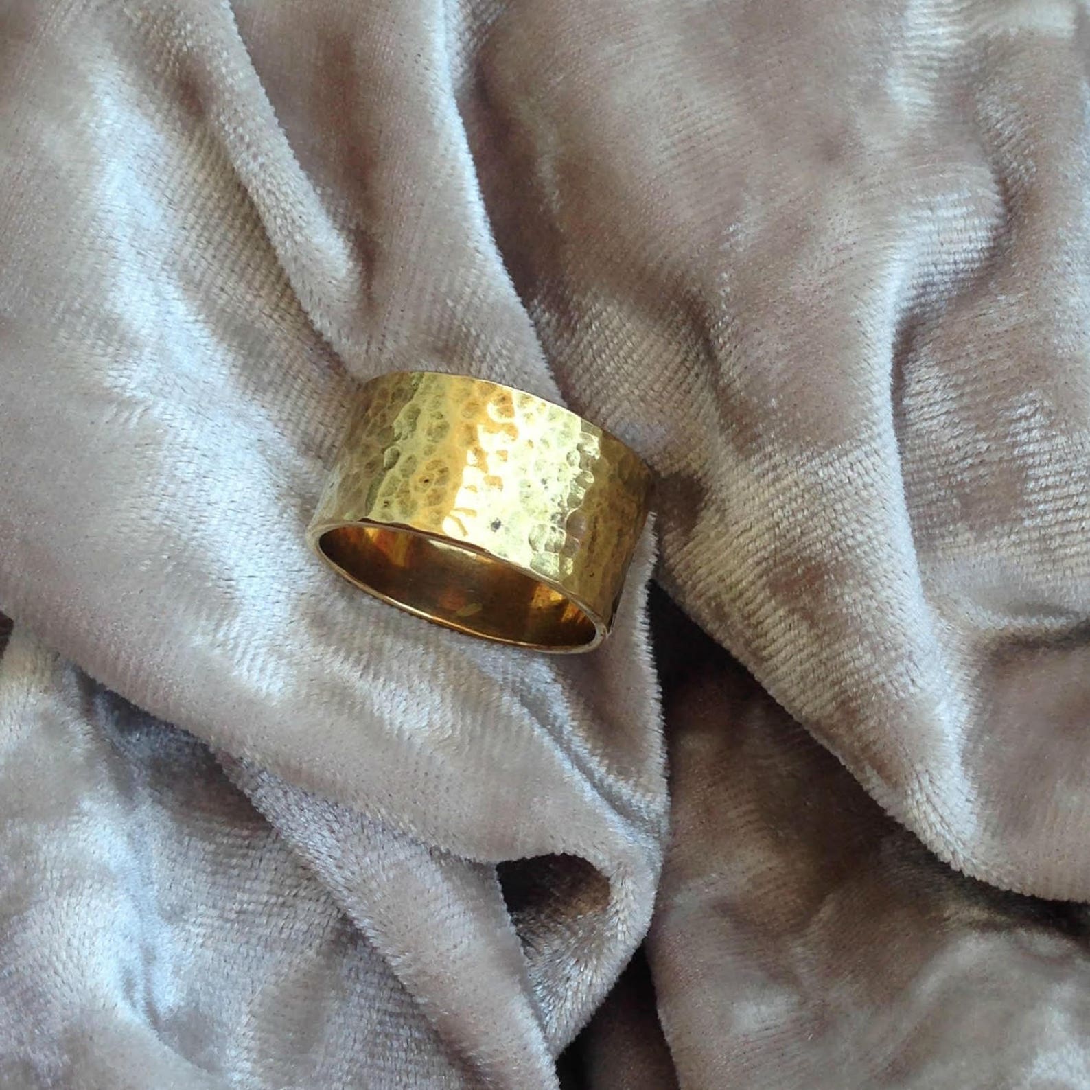 Wide Wedding Band Gold Wedding Band Band Ring Gold Band 14 | Etsy