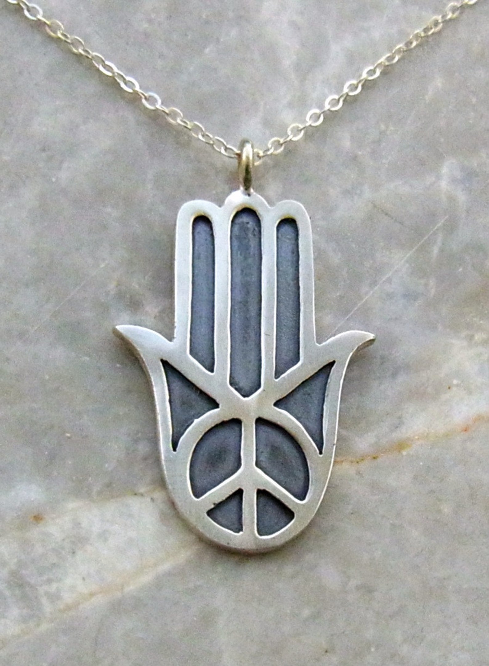 Hamsa Necklace Hand of Fatima Necklace Peace Necklace - Etsy
