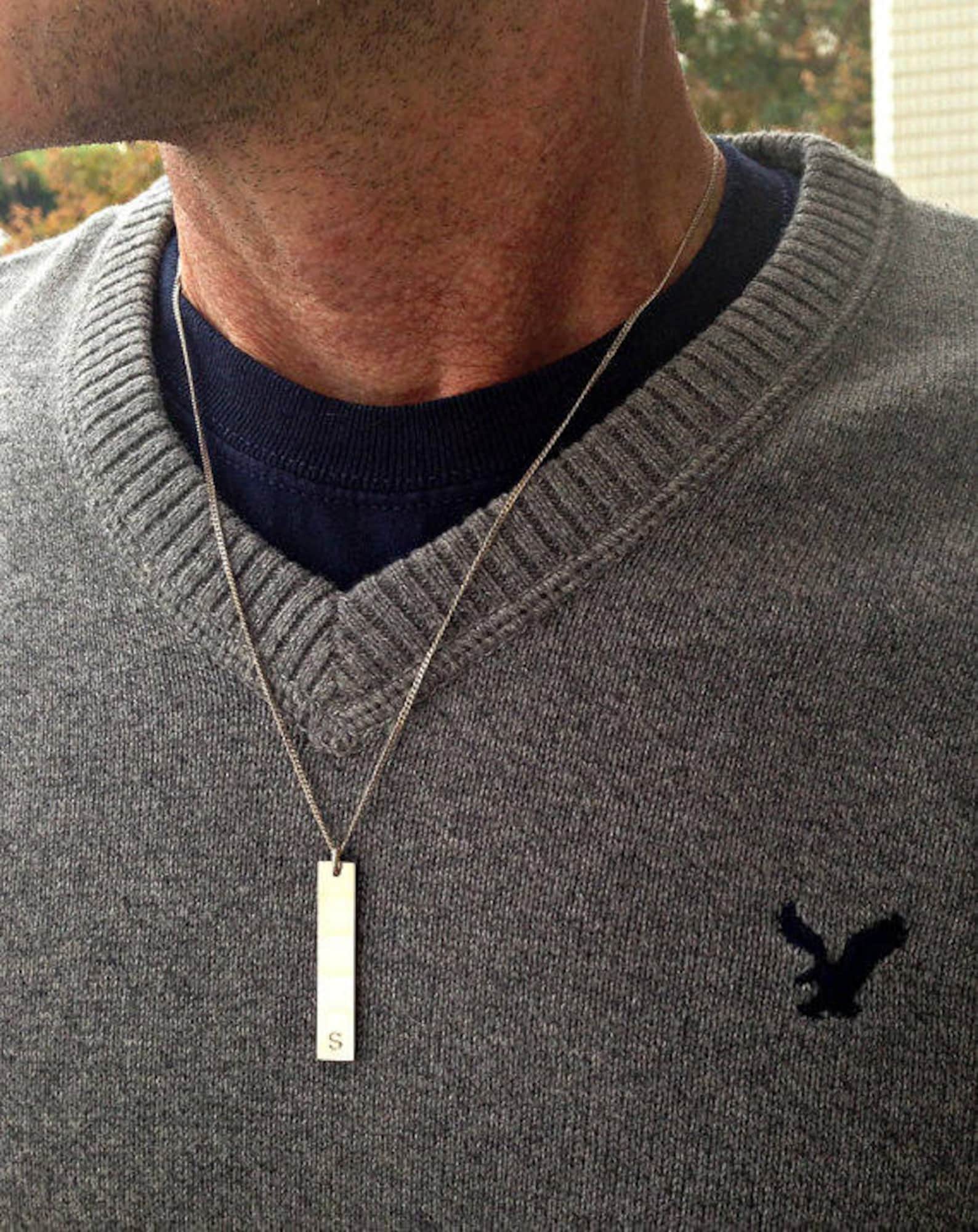 Personalised Men's Necklace Pendant Personalized Engraved - Etsy