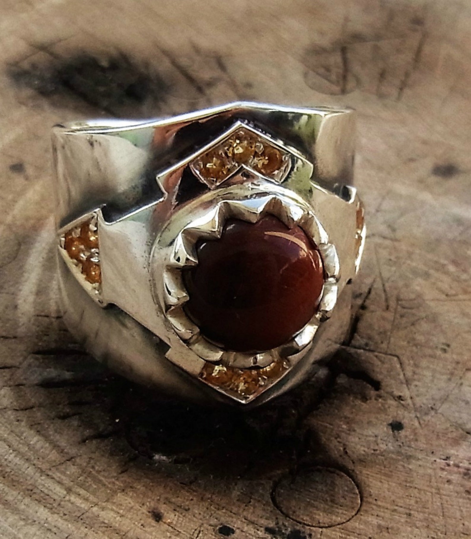 Man ring. Sterling silver men ring. Men ring with gemstones. | Etsy