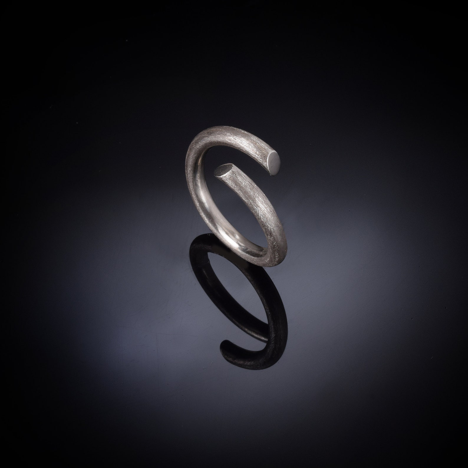 Open Crossover Solid Sterling Silver Ring, Crossover Ring, Brushed ...