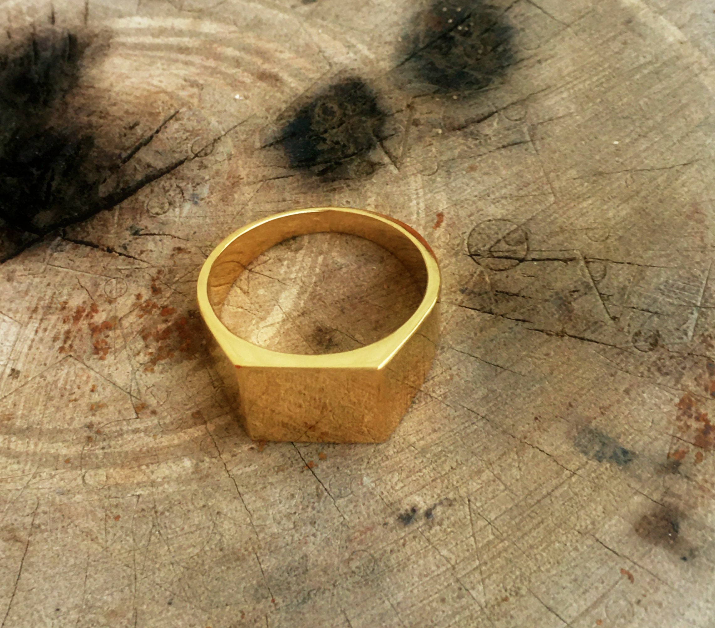 Gold Signet Ring Square Signet Ring Mens Signet Ring Mens | Etsy