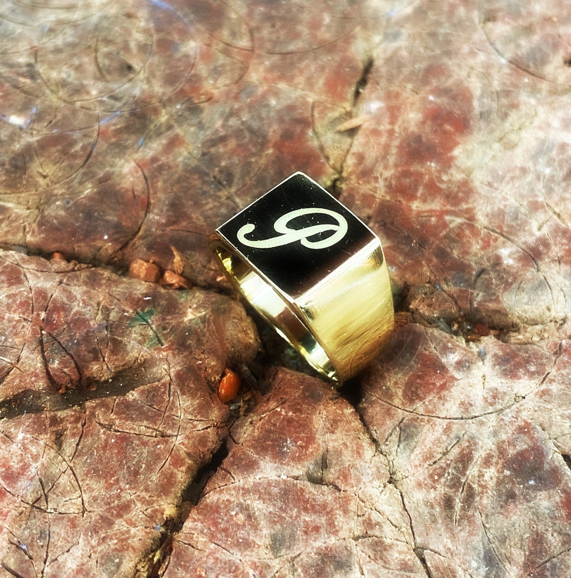Monogram Signet Ring Letter Ring Gold Ring Personalized - Etsy