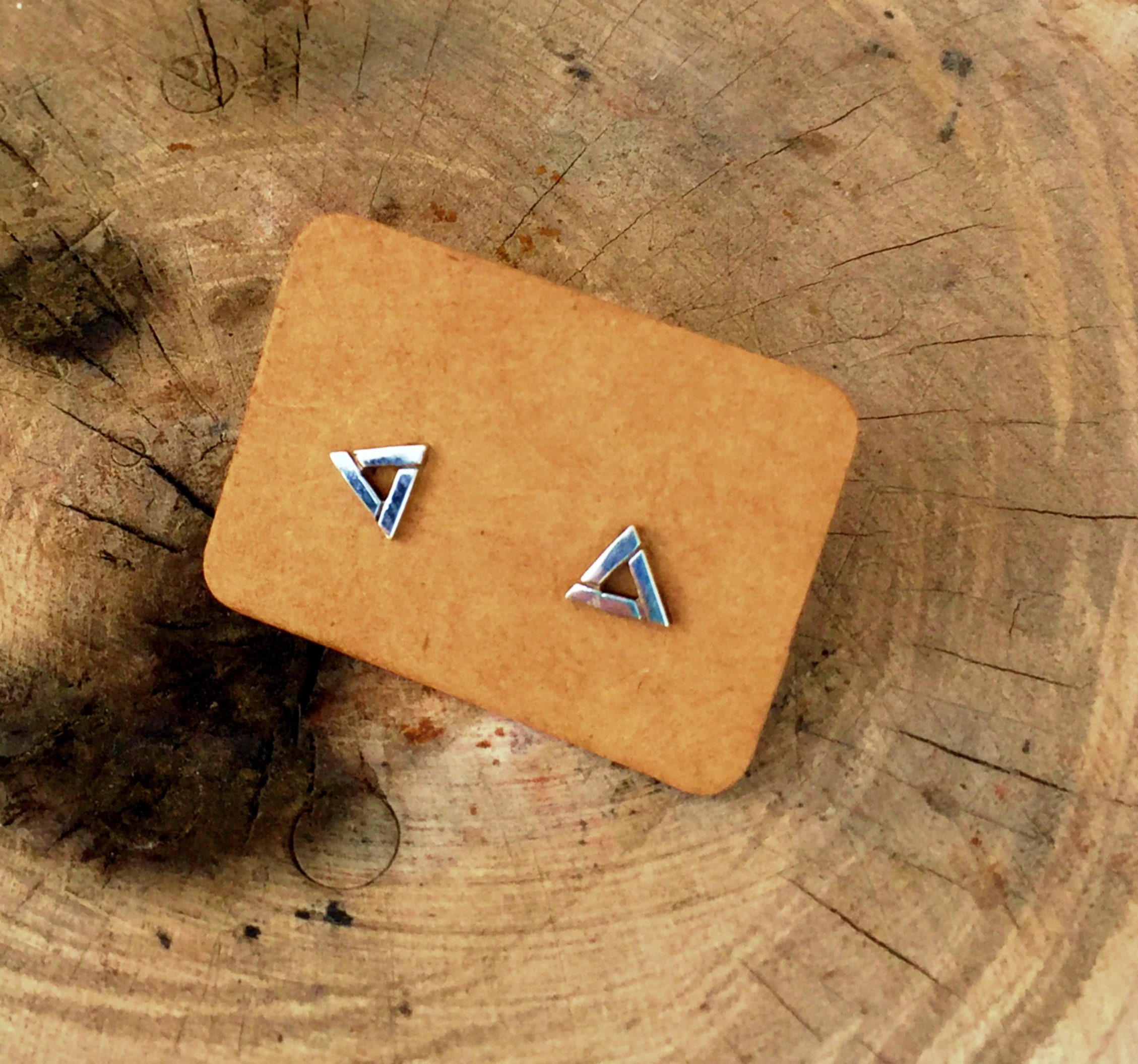 Triangle Stud Earrings Minimalist Stud Earrings Triangle | Etsy