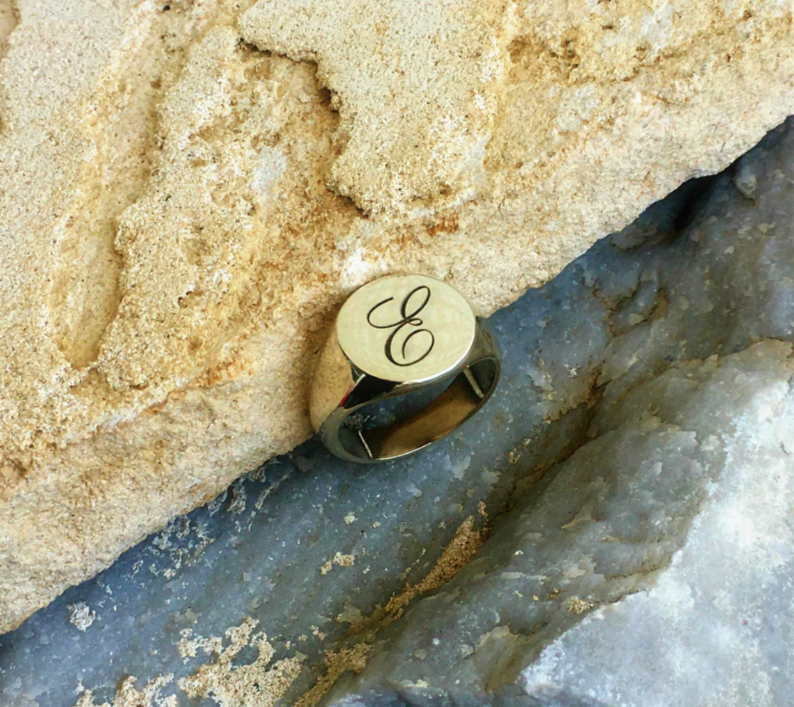Custom Letter Signet, Round Signet Ring, Signet Ring, Personalized ...