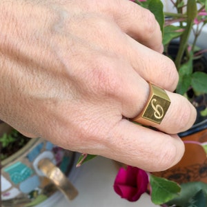 Monogram Signet Ring Letter Ring Gold Ring Personalized Jewelry ...