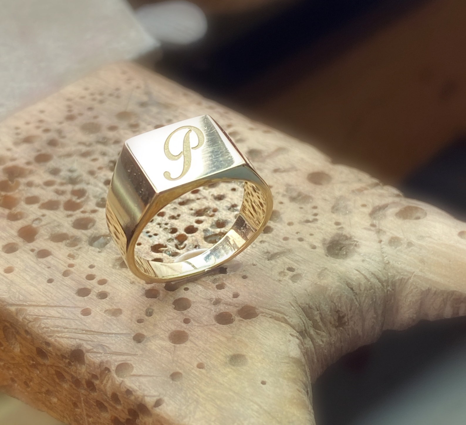 Monogram Signet Ring Letter Ring Gold Ring Personalized - Etsy