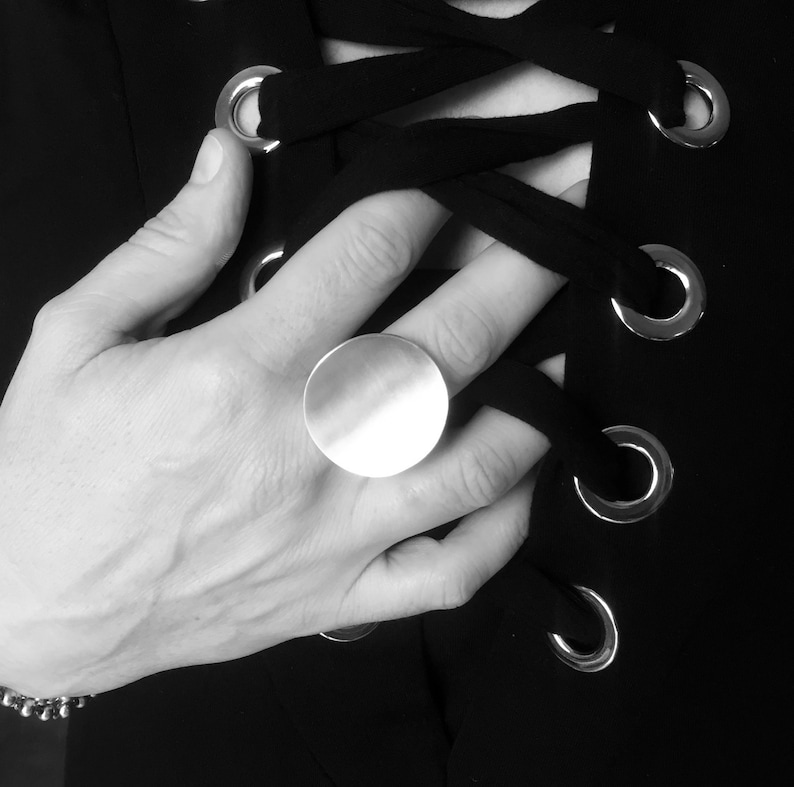 Solid Silver Circle Disk Ring, Silver Ring, Silver Disk Ring Modern ...